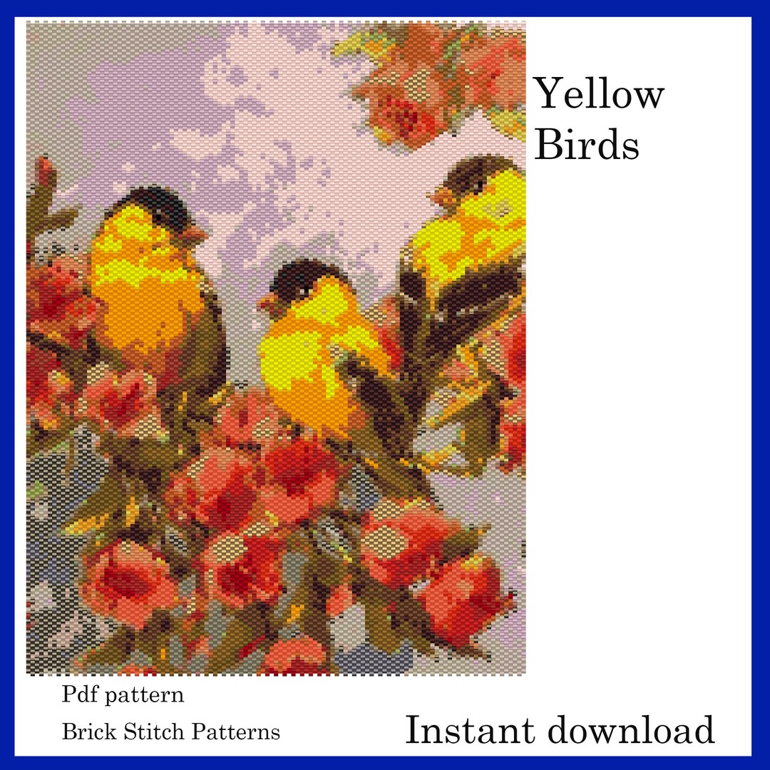 YELLOW BIRDS, Pdf Pattern, Brick Stitch Patterns, Instant Download - Etsy