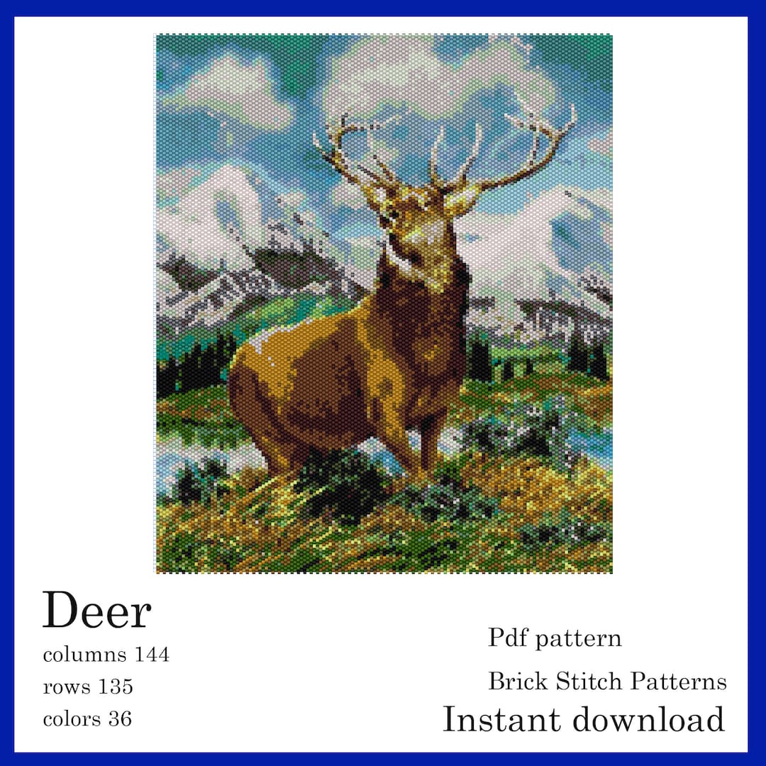 Deer Beading Pattern – Brick Stitch Peyote, Miyuki Delica (PDF Download ...