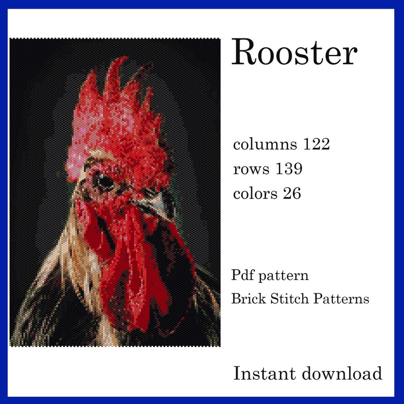 Rooster, Pdf Pattern, Brick Stitch Patterns, Instant Download - Etsy