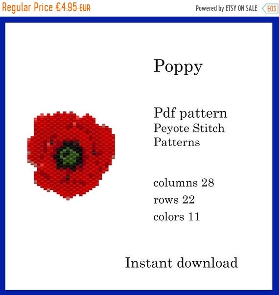 Poppy Peyotepeyote Poppy Beaded Patttens Miyuki Delica - Etsy