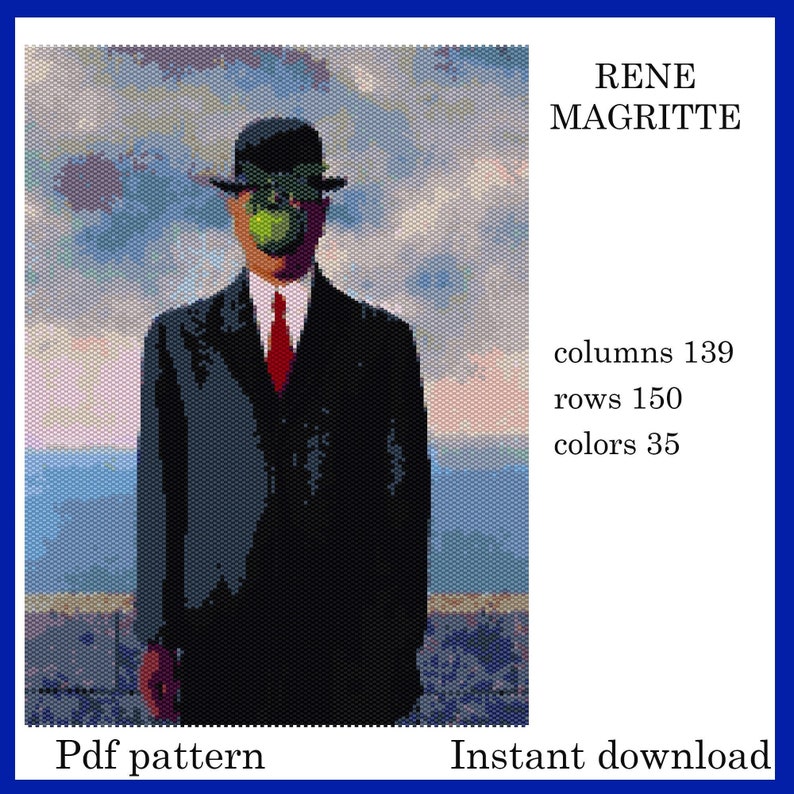 RENE MAGRITTE Peyote, Pdf Pattern, Pdf Digital Download, Instant ...