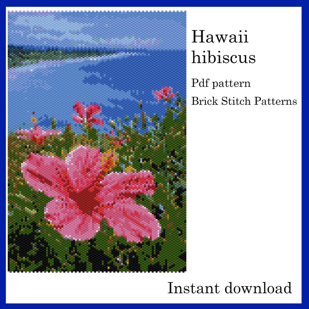 HAWAII HIBISCUS, Beading Pattern PDF Detailed Brick Stitch Peyote ...
