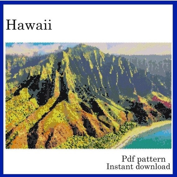 Hawaii Peyote, Wall Art Pattern Peyote, Beading Tapestry Miyuki Delica ...