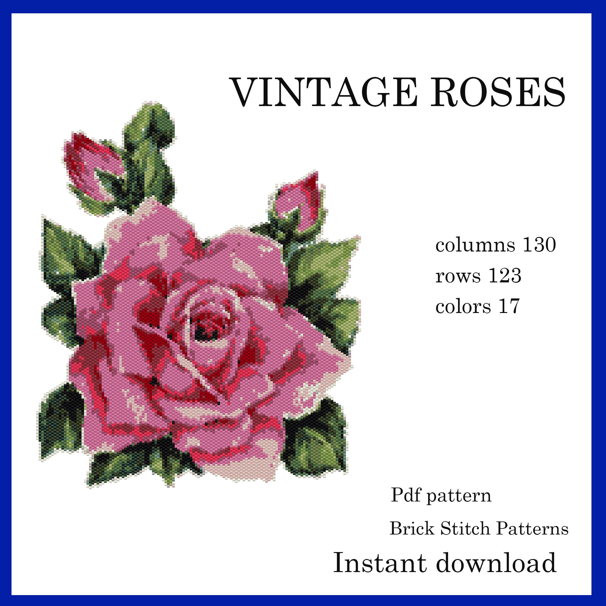 VINTAGE ROSES Peyote, Pdf Pattern, Pdf Digital Download, Instant ...