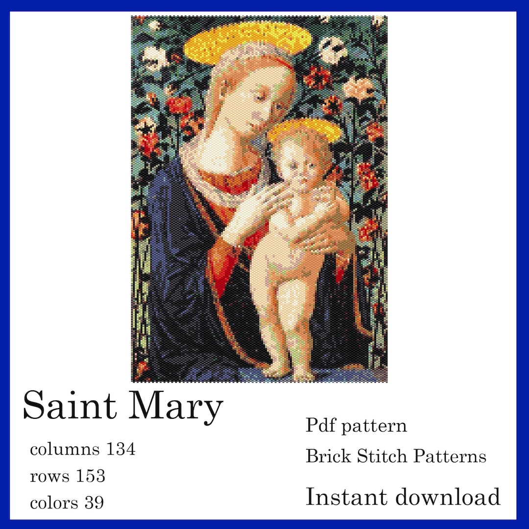 Saint Mary, Heart of Mary, Catholic Icon Bead, Mary and Baby Jesus ...