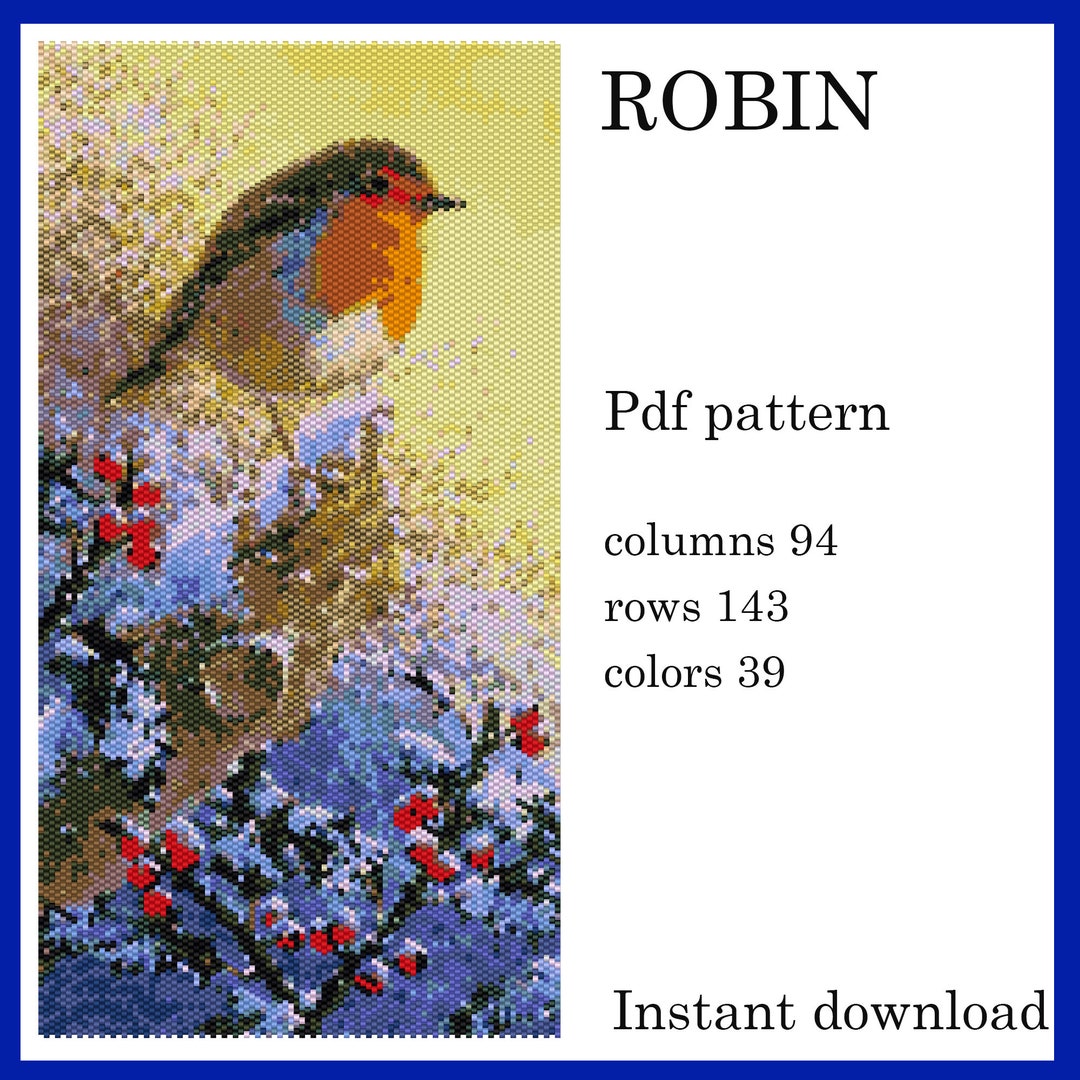 ROBIN Peyote, Wall Art Pattern Peyote, Beading Tapestry Miyuki Delica ...