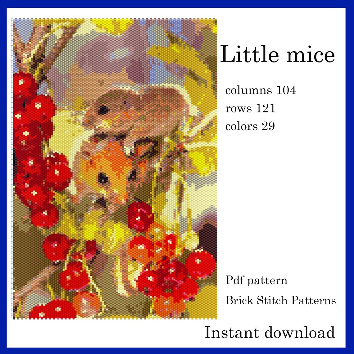 Little Mice ,peyote Tapestry Pattern, Peyote Stitch Pattern, Seed Bead ...