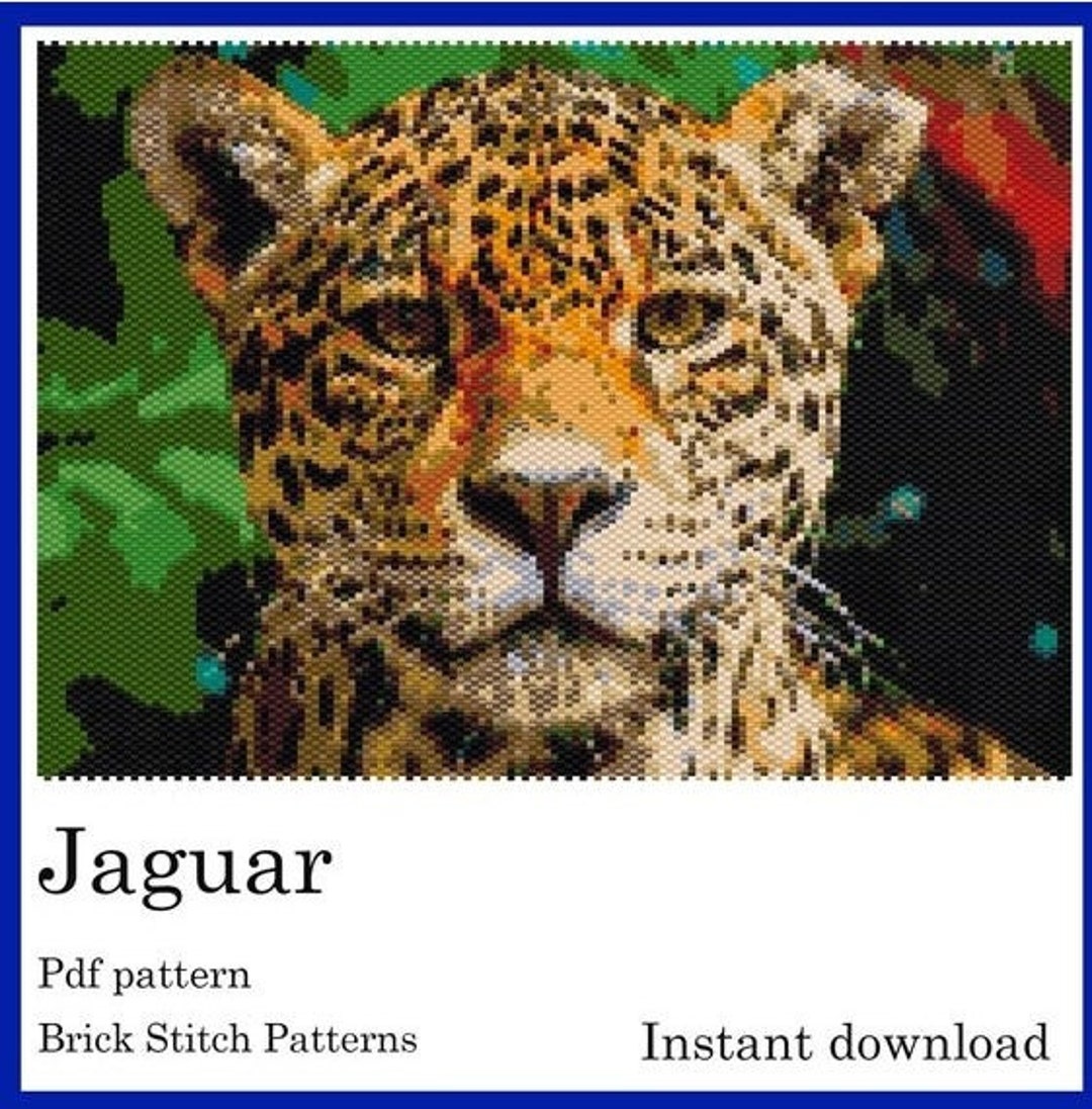 JAGUAR, Beading Pattern PDF – Detailed Brick Stitch Peyote Beading ...