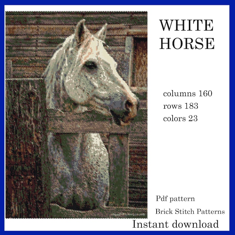 WHITE HORSE Peyote, Pdf Pattern, Pdf Digital Download, Instant Download ...