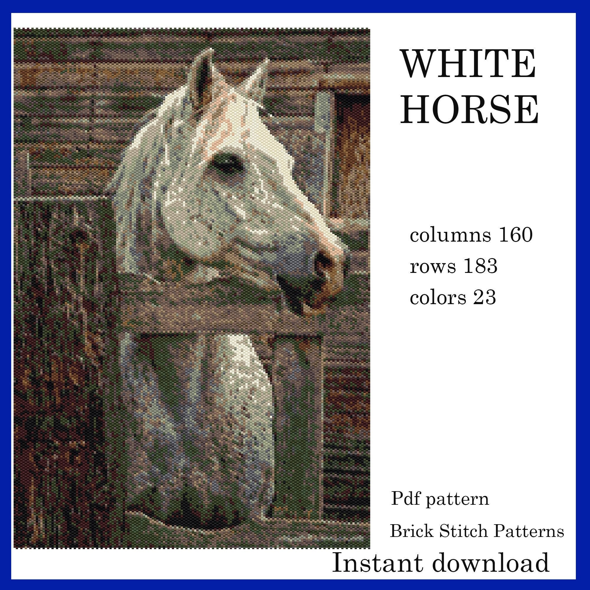 WHITE HORSE Peyote, Pdf Pattern, Pdf Digital Download, Instant Download ...