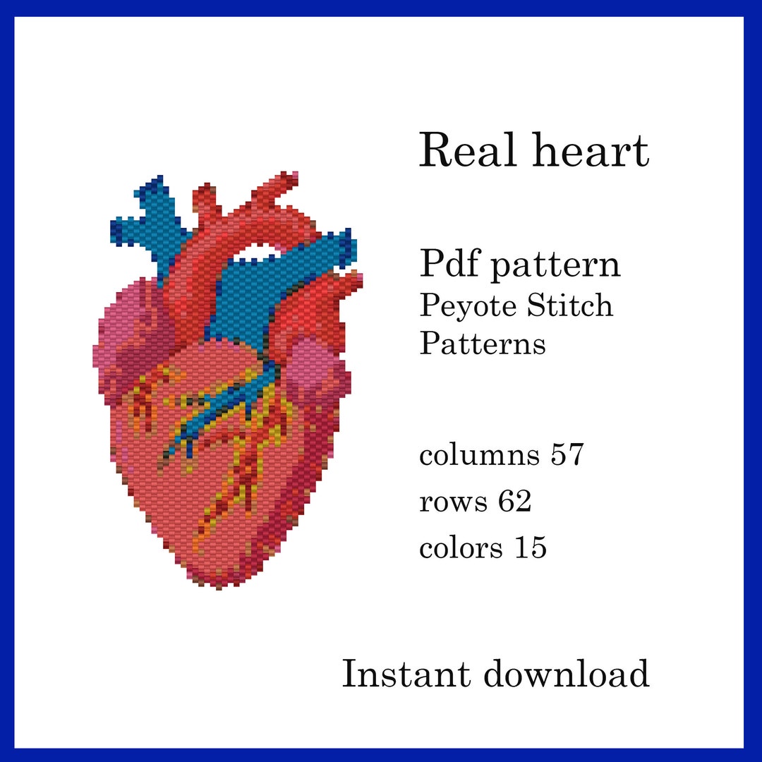 Real Heart Peyote, Miyuki Delica Pattern, Peyote Pattern, Small Peyote ...