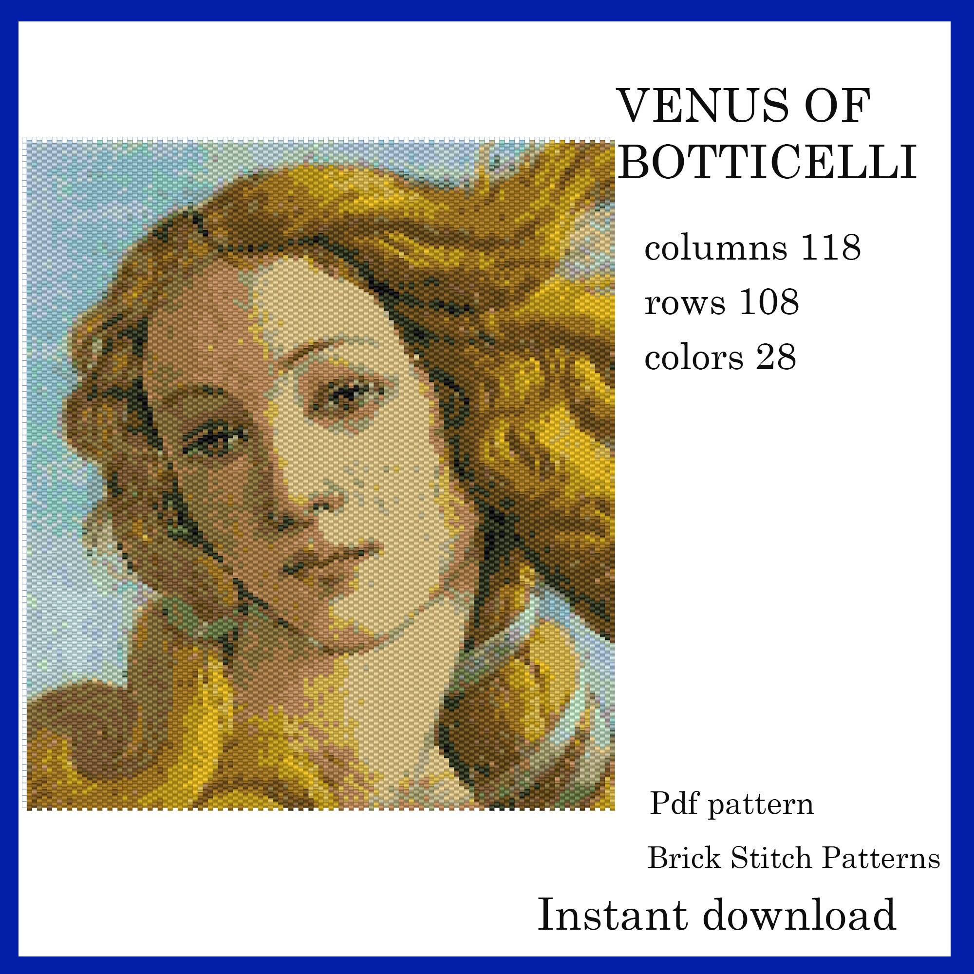 Venus of Botticelli Pattern, Peyote Tapestry Pattern, Seed Bead Pattern ...