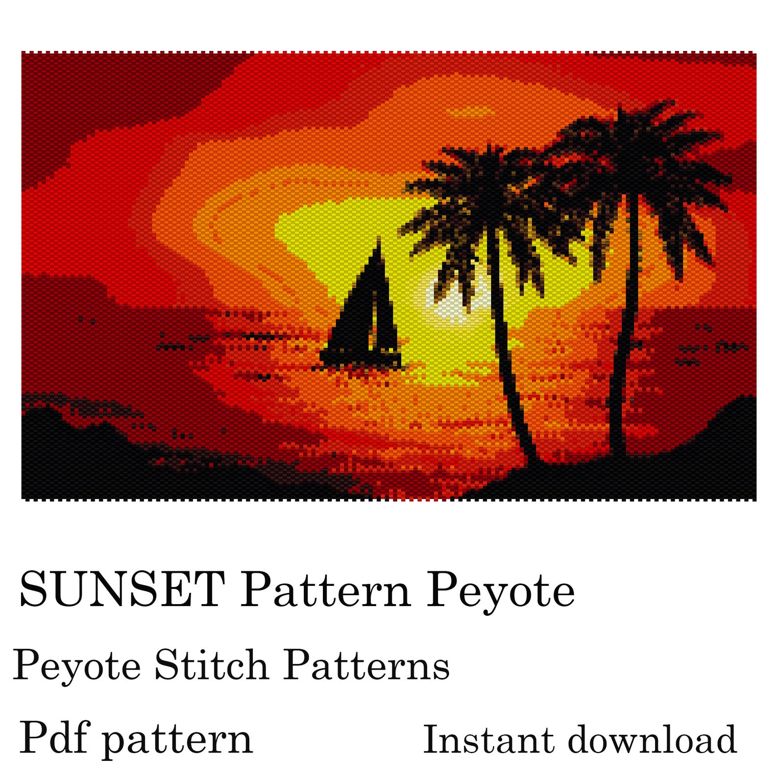 SUNSET Peyote Wall Art Pattern Peyote Beading Tapestry | Etsy