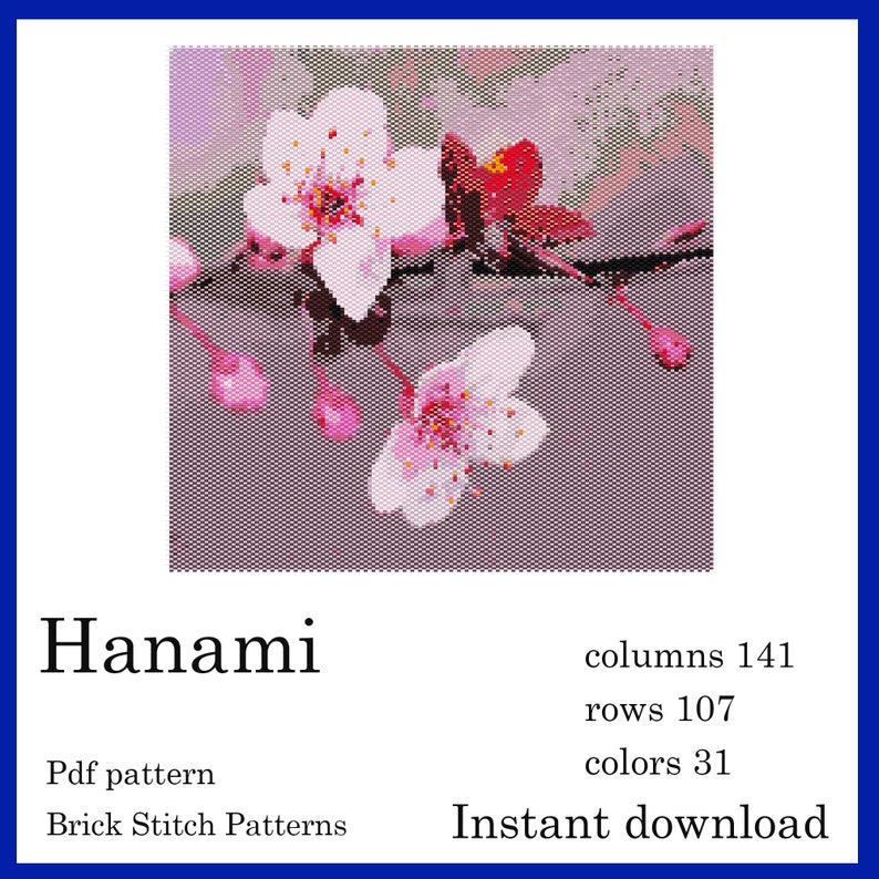 HANAMI Pdf Pattern Brick Stitch Patterns Instant Download - Etsy