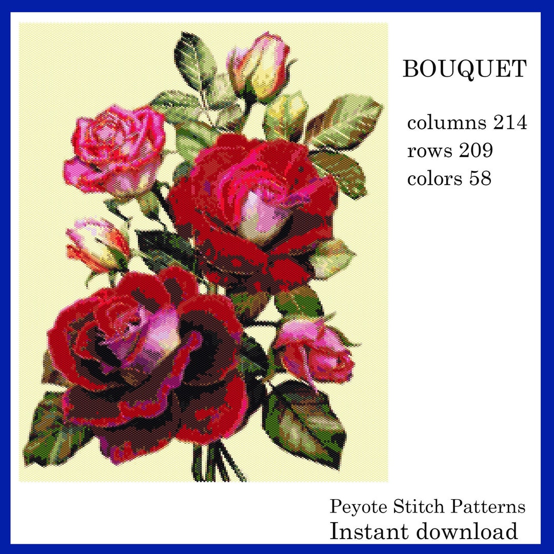 BOUQUET, Cornice Pattern, Pdf Pattern, Peyote Stitch Patterns, Instant ...