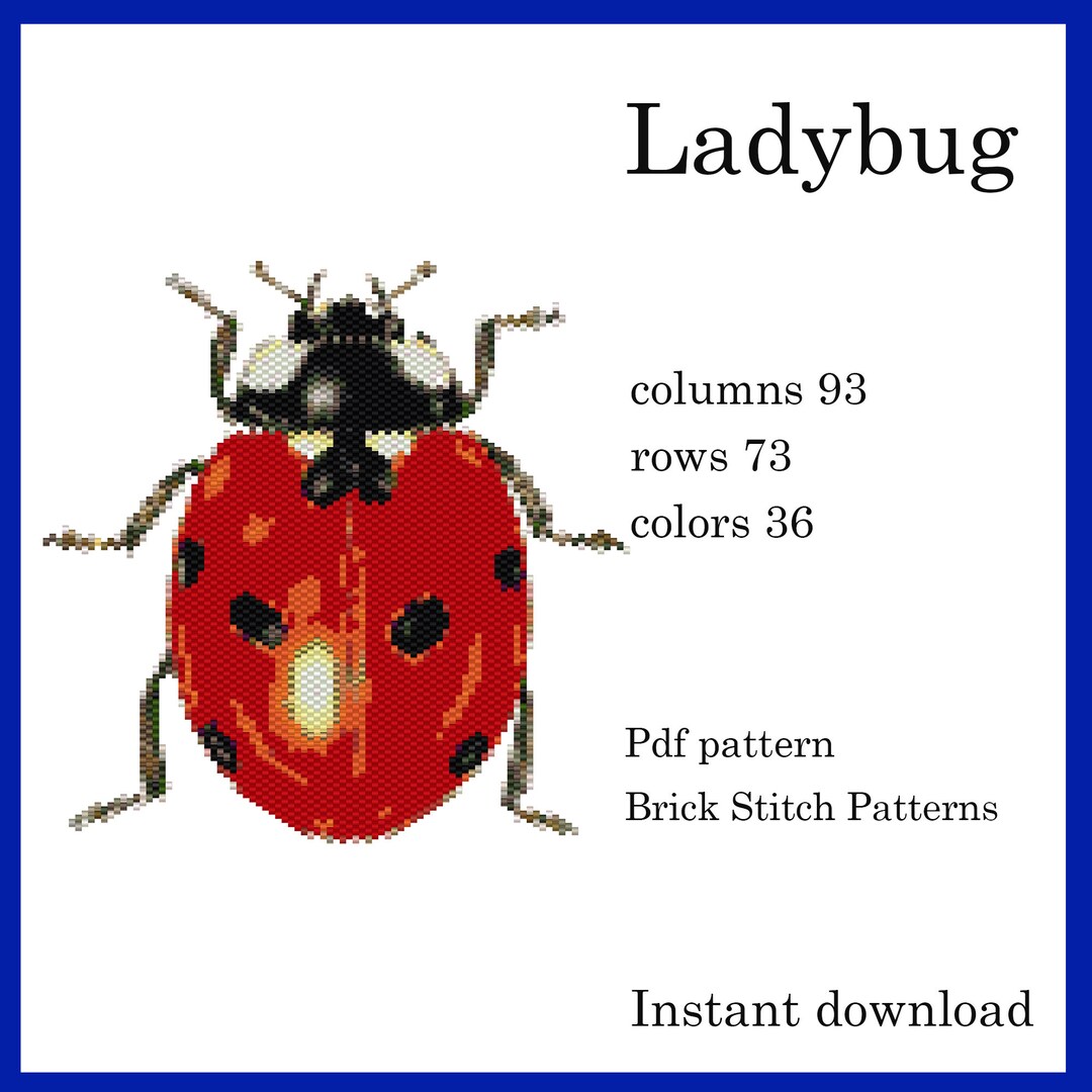 Ladybug Beading Pattern PDF: Brick Stitch Peyote, Miyuki Delica 11/0 ...