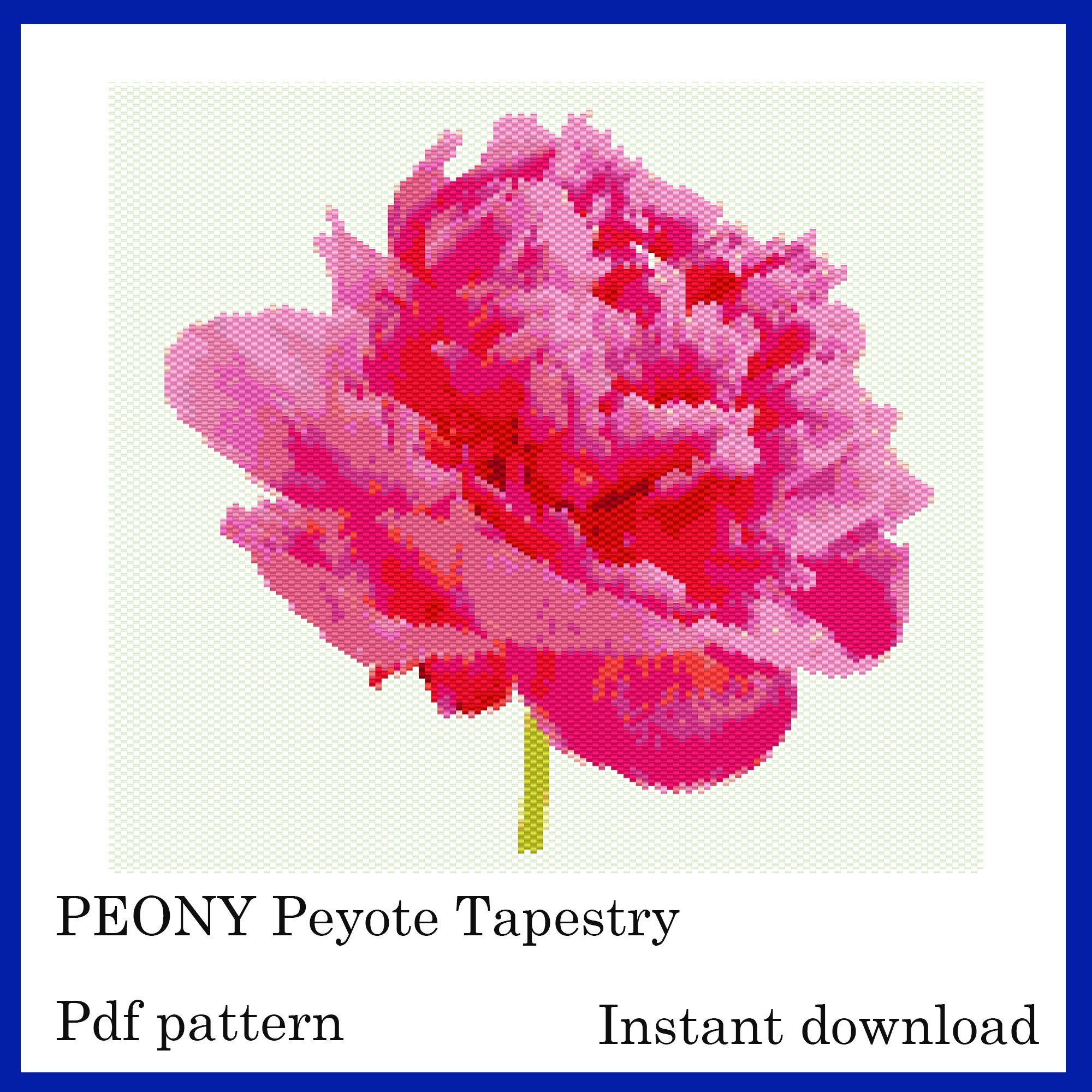Flower Peony Peyote, Wall Art Pattern, Beading Tapestry Miyuki Delica ...