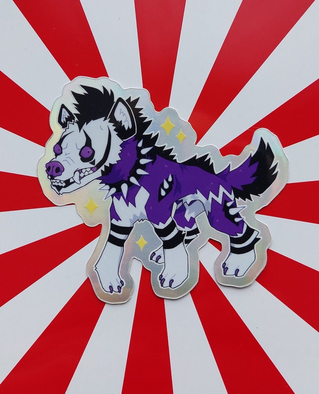Volatile the Clown Hyena Holographic Sticker - Etsy
