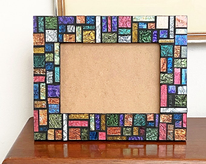 Multi-colored Mosaic Picture Frame Van Gogh Glass 8X10 Holds 5X7 Photo ...