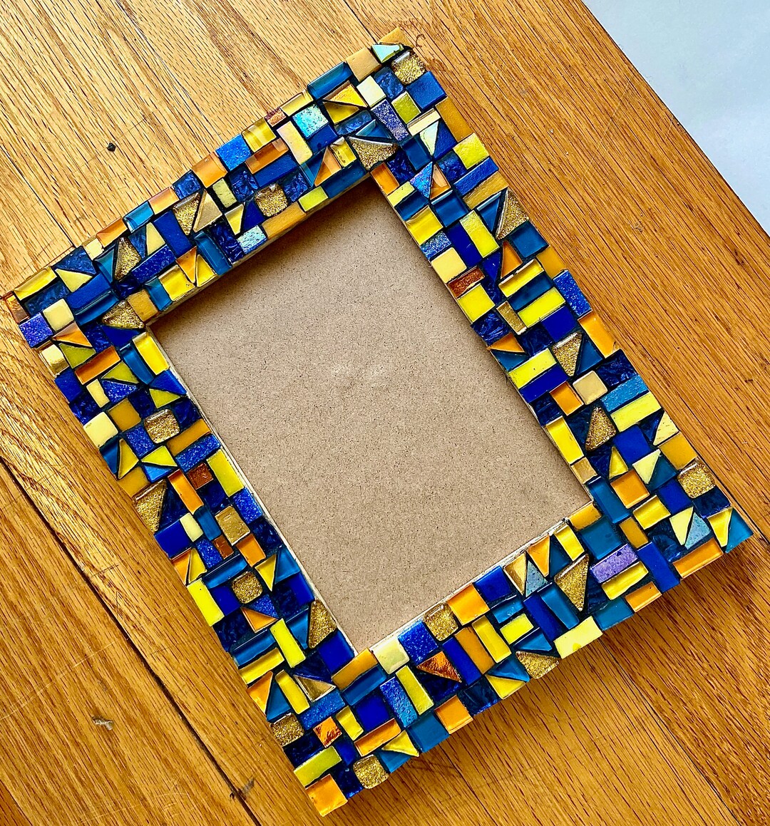 Mosaic Picture Frame Blue Yellow and Orange 8X10 Holds 5X7 - Etsy