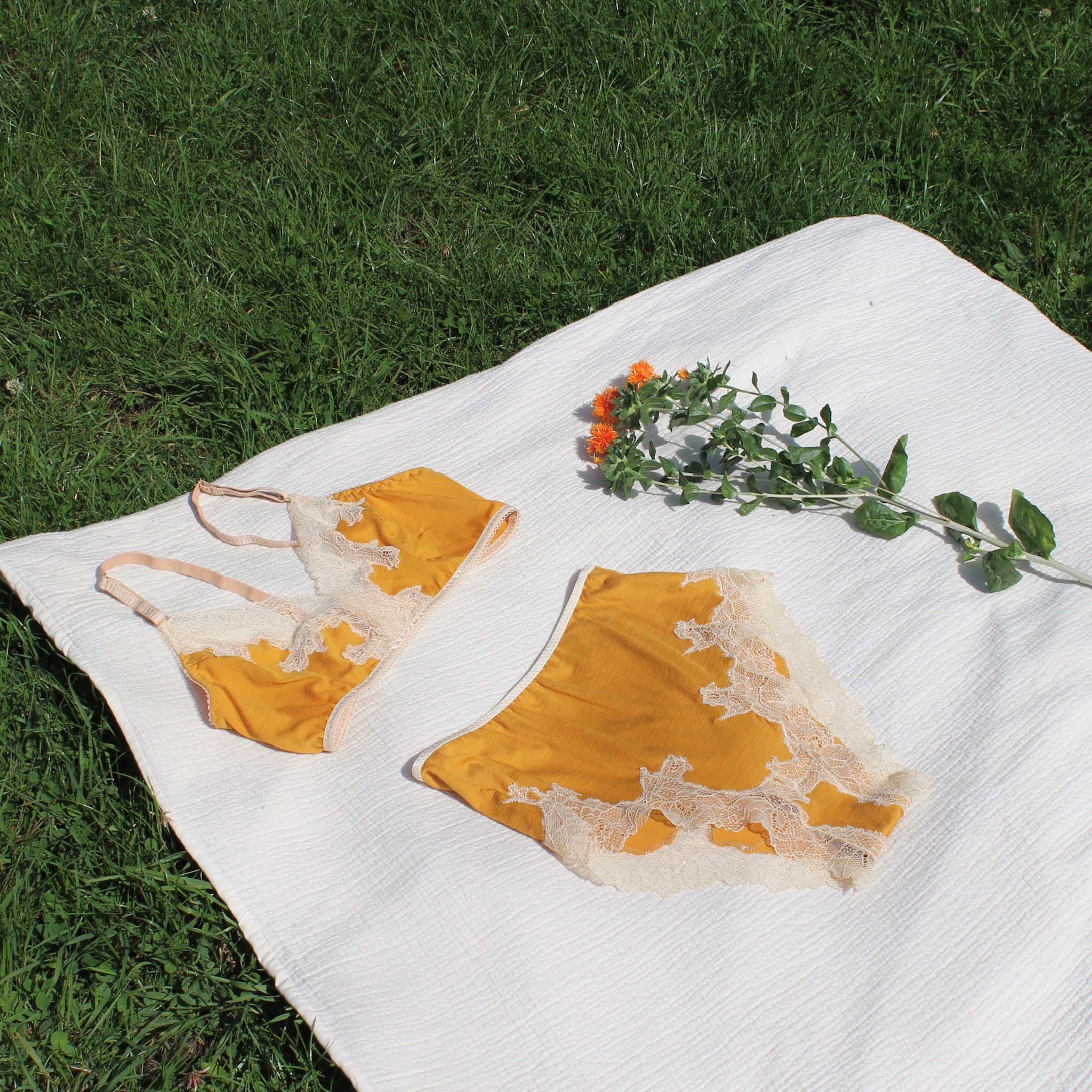 Marigold Merino Wool Underwear Set/ Handmade Merino Wool - Etsy
