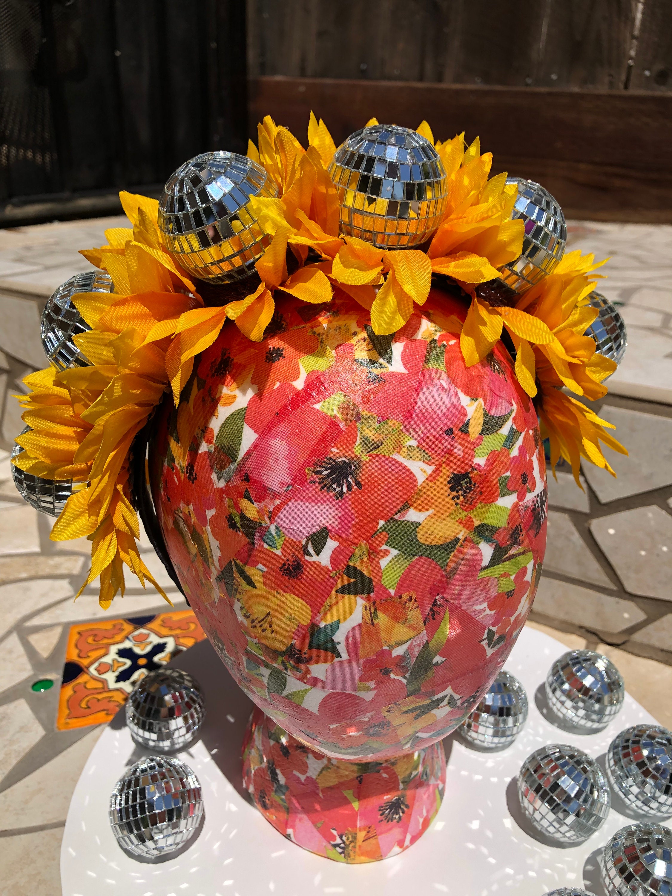 Sunflower Headdress Disco Ball Headdress Festival Headdress - Etsy UK