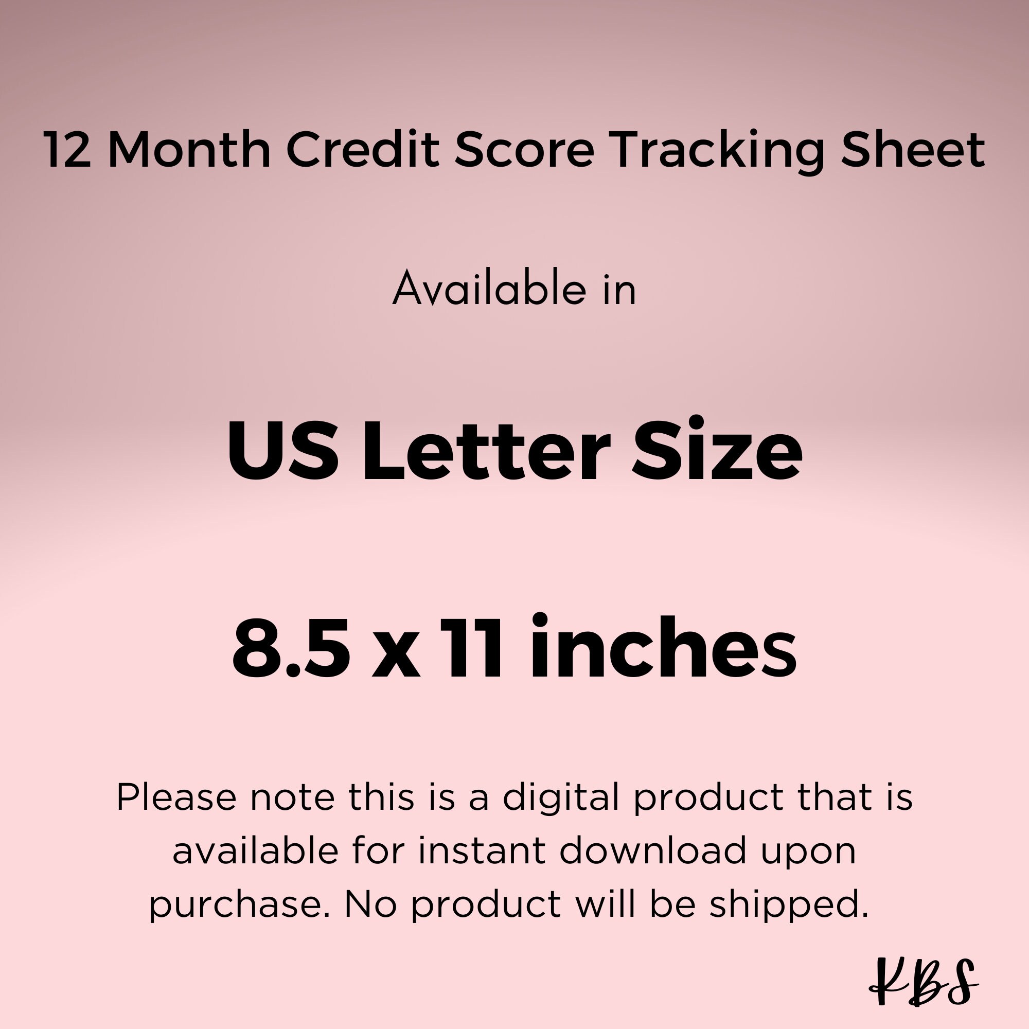 12 Month Credit Score Tracker With Score Type - Etsy