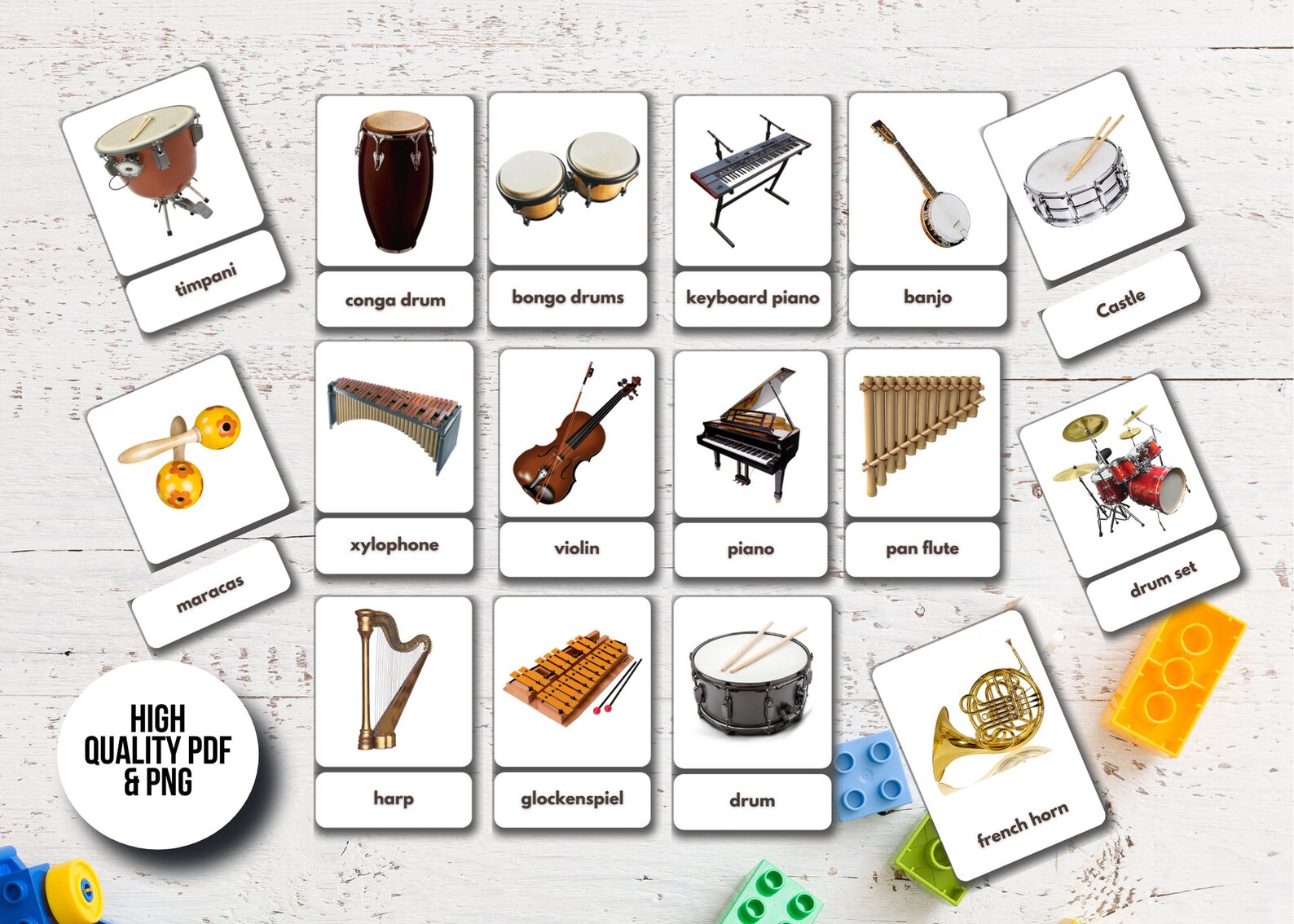 Musical Instruments Flashcards real Pictures Printable | Etsy