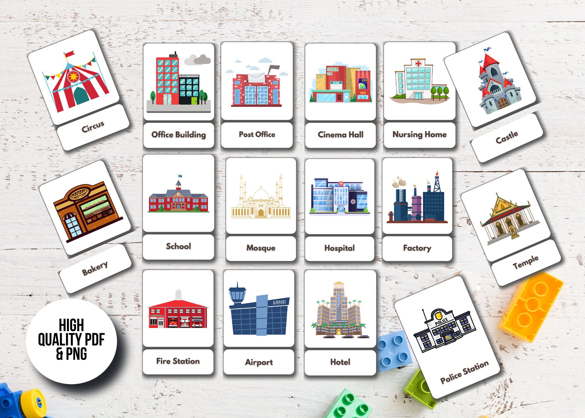 Buildings Flashcards Printable Montessori Cards Nomenclature - Etsy ...