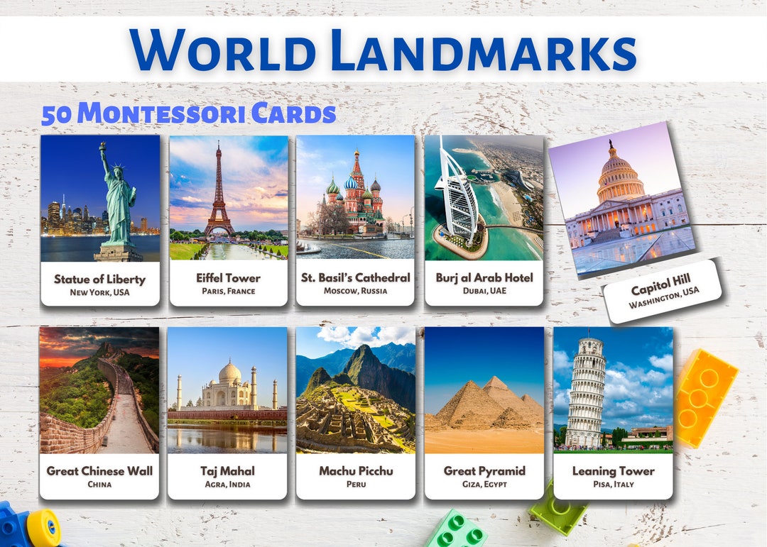 World Famous Landmarks Flashcards World Wonders Cards - Etsy Australia