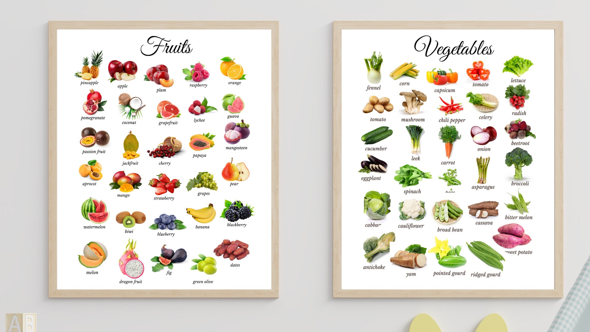Fruits and Vegetables 2-Posters Preschool Poster Kids | Etsy