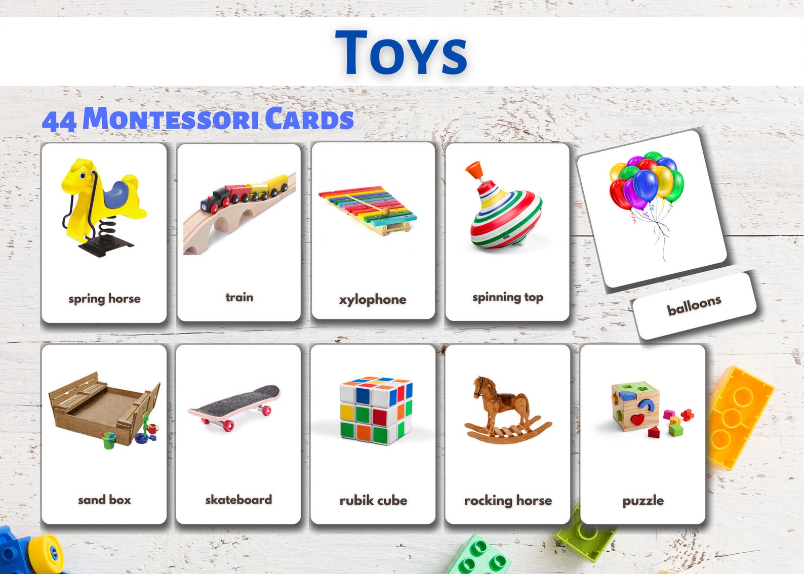 44 Toys Flashcards Real Pictures Printable Montessori | Etsy