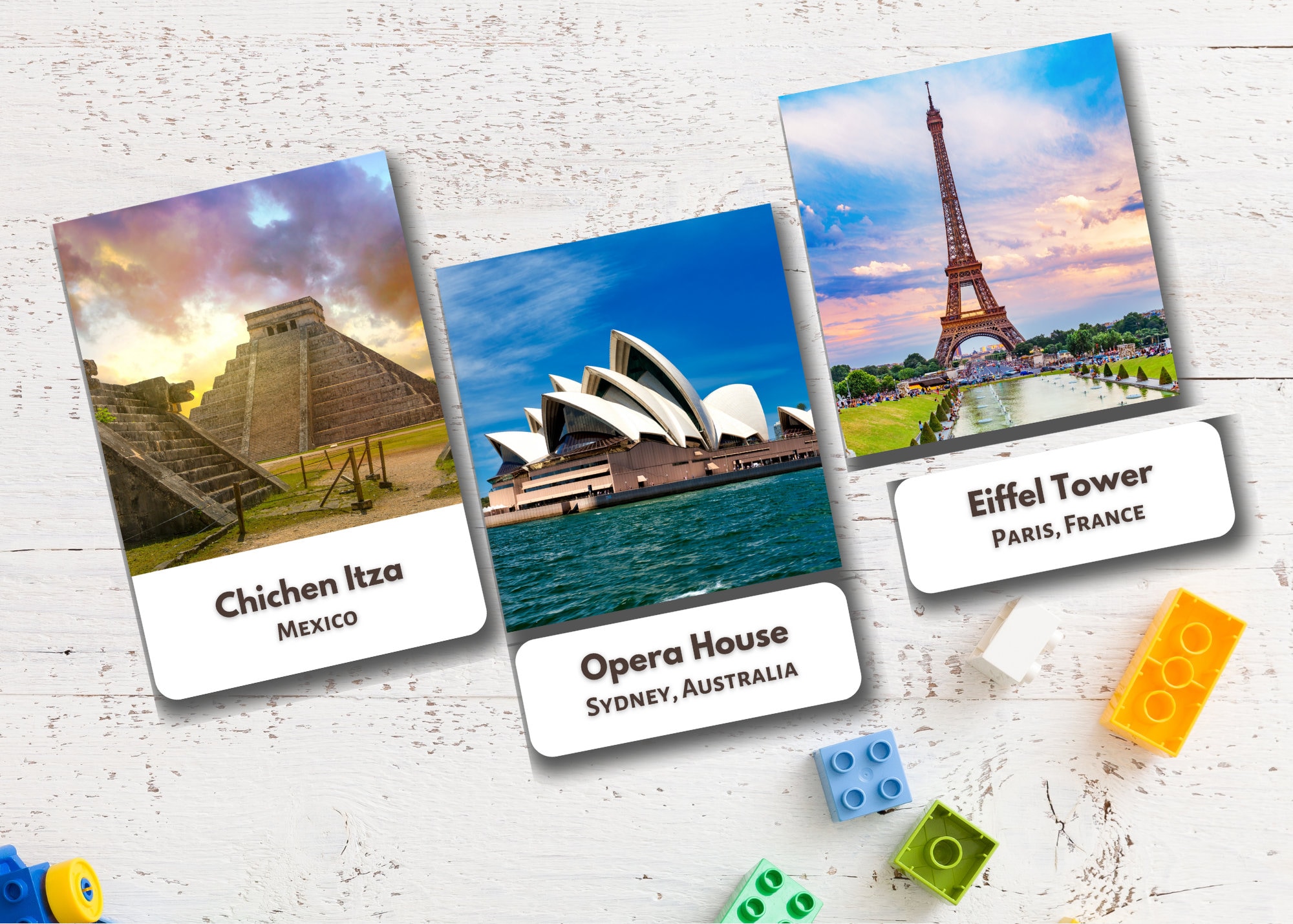 50 World Famous Landmarks Flashcards World Wonders Cards | Etsy