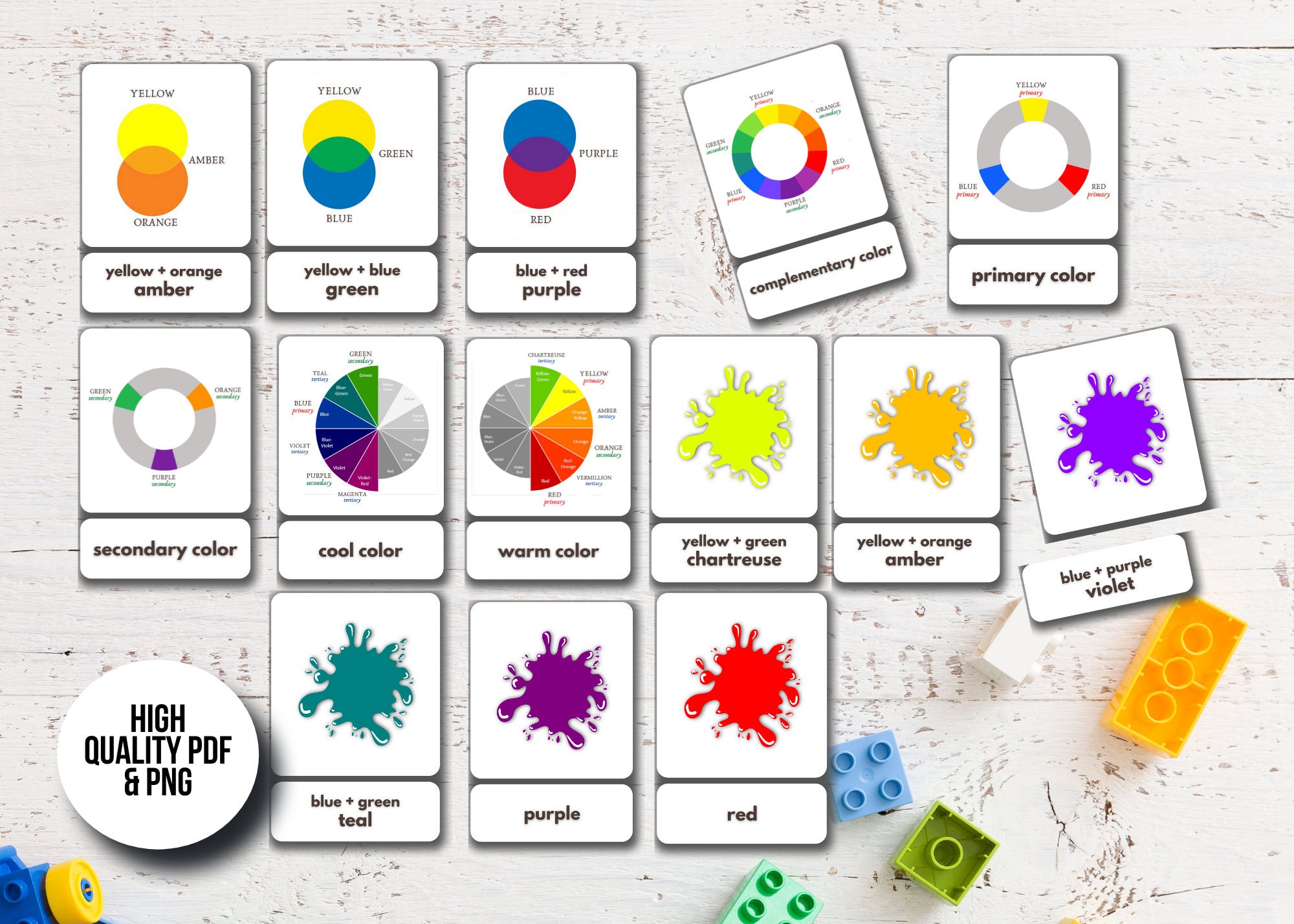 40 Colors Flashcards Printable and Editable Montessori Cards | Etsy