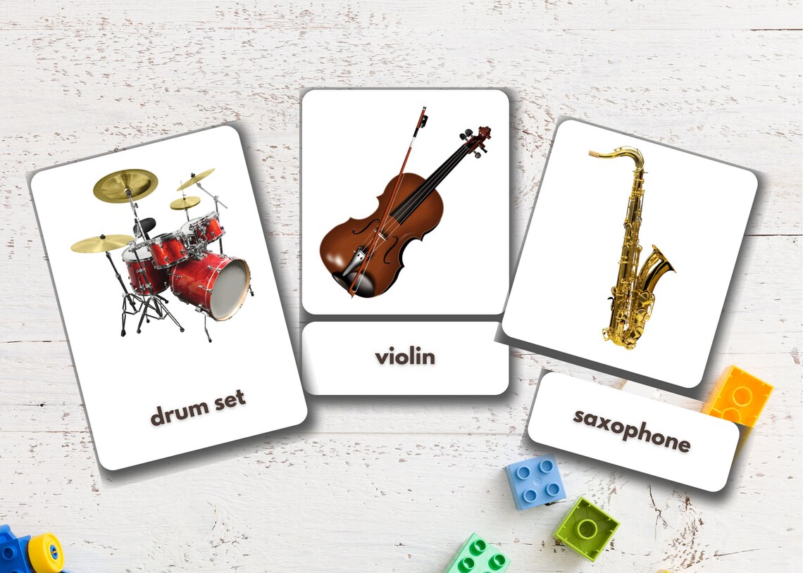 Musical Instruments Flashcards real Pictures Printable | Etsy