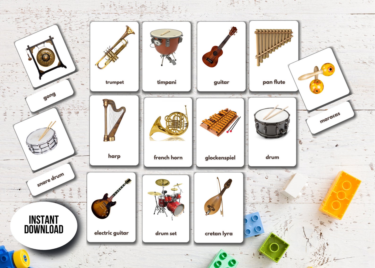 Musical Instruments Flashcards real Pictures Printable | Etsy