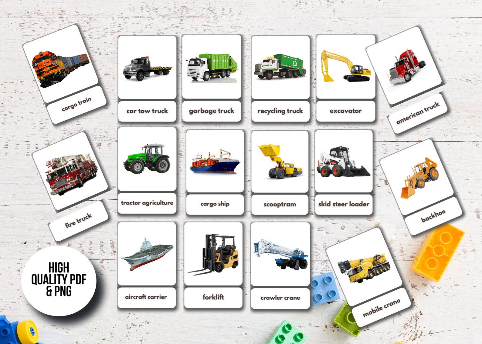 Heavy Vehicles Flashcards real Pictures Printable Heavy - Etsy