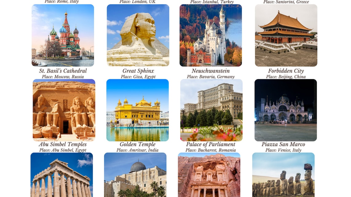 Welt Sehenswürdigkeiten Poster echte Bilder Weltwunder - Etsy.de