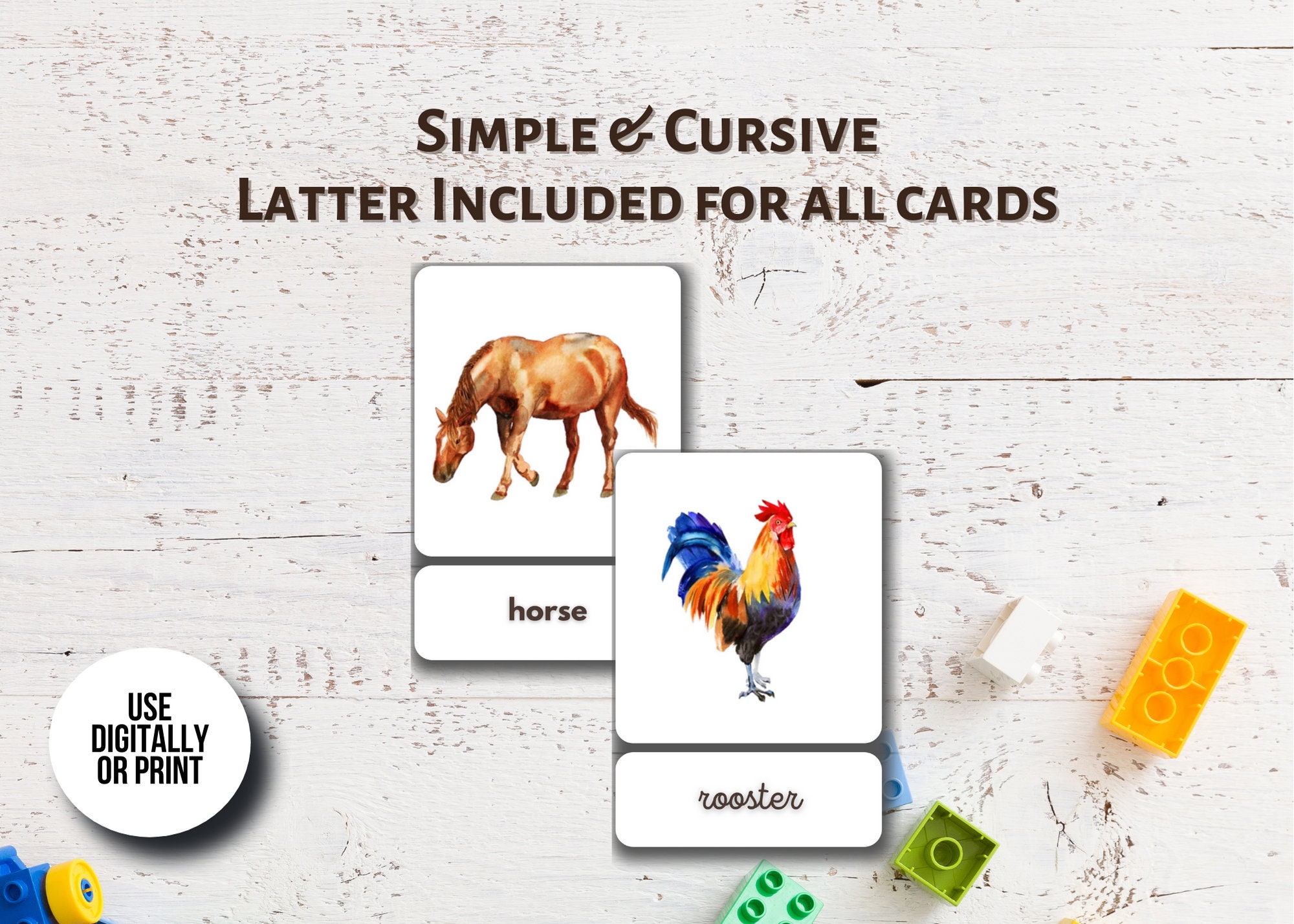 FARM ANIMALS FLASHCARDS Watercolor Images Printable - Etsy Canada