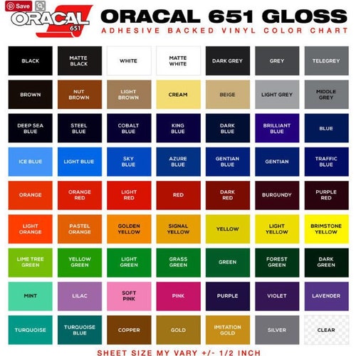 Oracal 651 Vinyl Oracal Vinyl Sheets Permanent Vinyl Oracal - Etsy