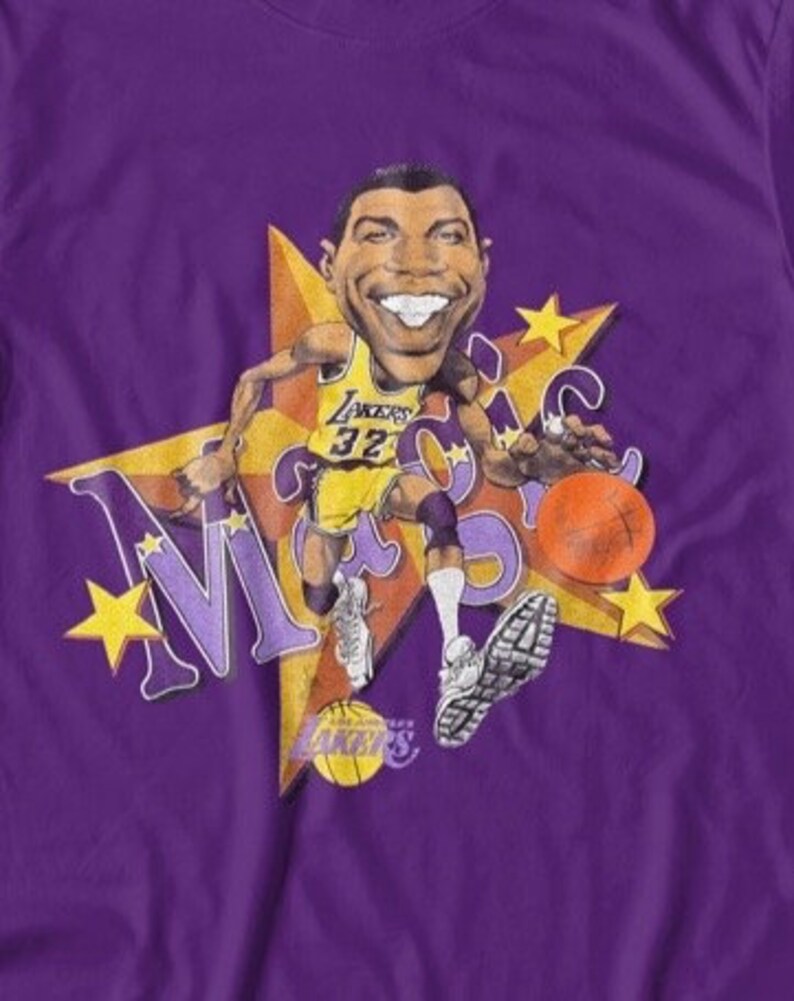 Throwback 1990s Magic Johnson Basketball T-shirt NBA Team Tee, Vintage ...