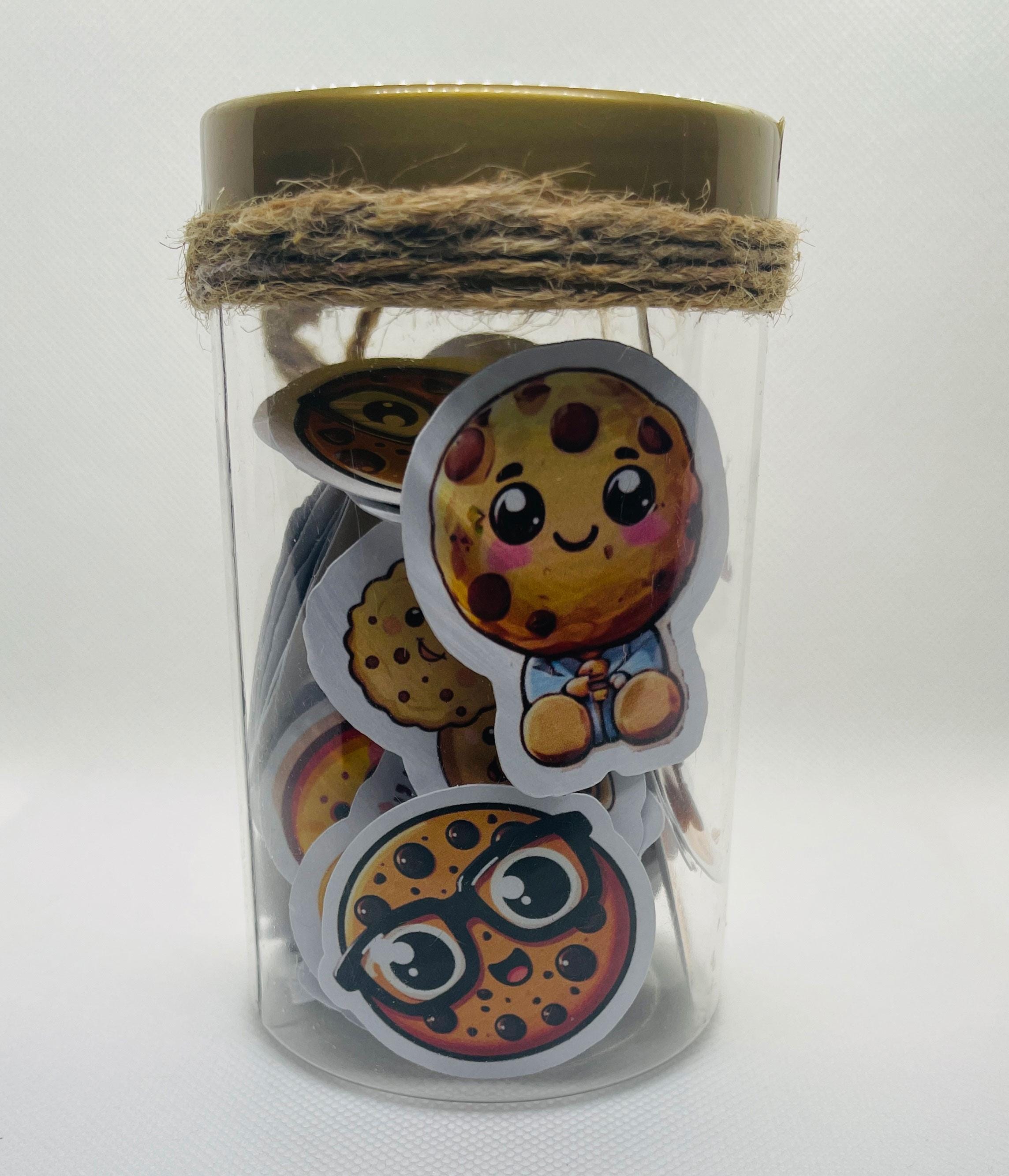 60 Pcs Cookie Stickers in a Cookie Jar, Jar of Cookies Biscuits ...