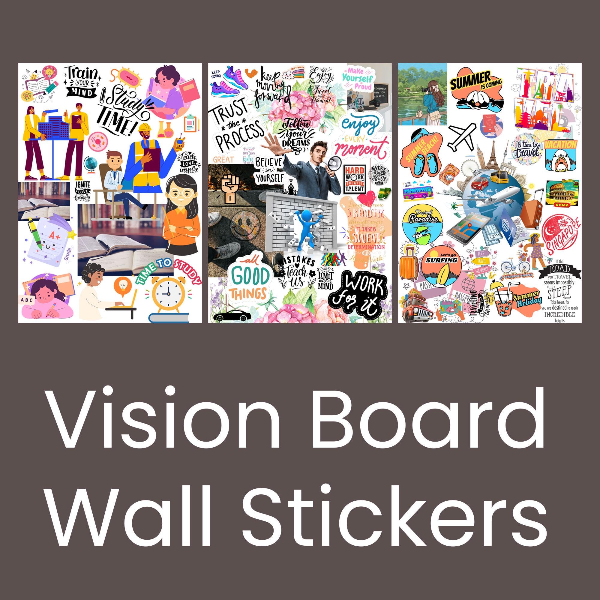 Vision Board Sticker A4 Size Motivational Quotes Studying Travelling ...