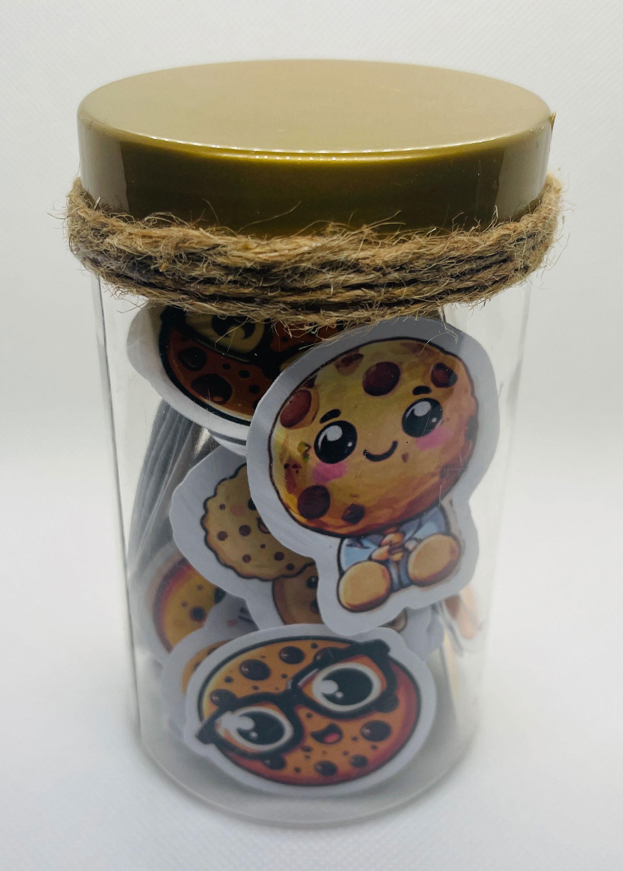 60 Pcs Cookie Stickers in a Cookie Jar, Jar of Cookies Biscuits ...