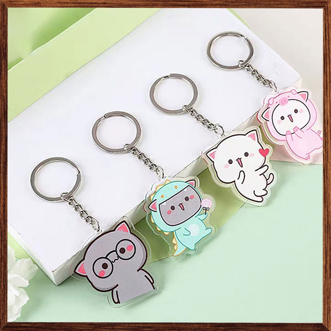 Keychain, Peach and Goma Keychain, Cute Cats Key Organizer, Couple ...