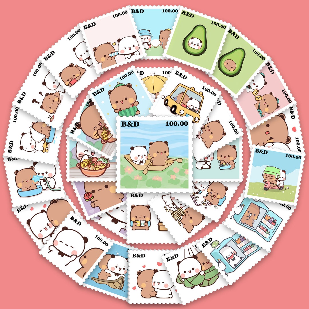 240 Pcs Bubududu Stamp Stickers Bubu And Dudu Cute Lovely Matching Bear Couple Stamp Shaped