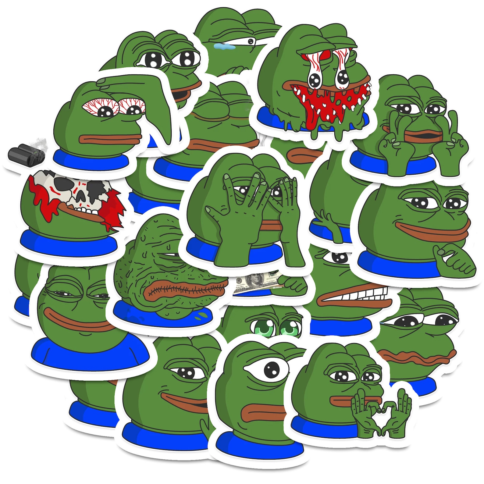 240pcs PEPE Frog Memes Stickers Graffiti Waterproof Sticker Decals for ...