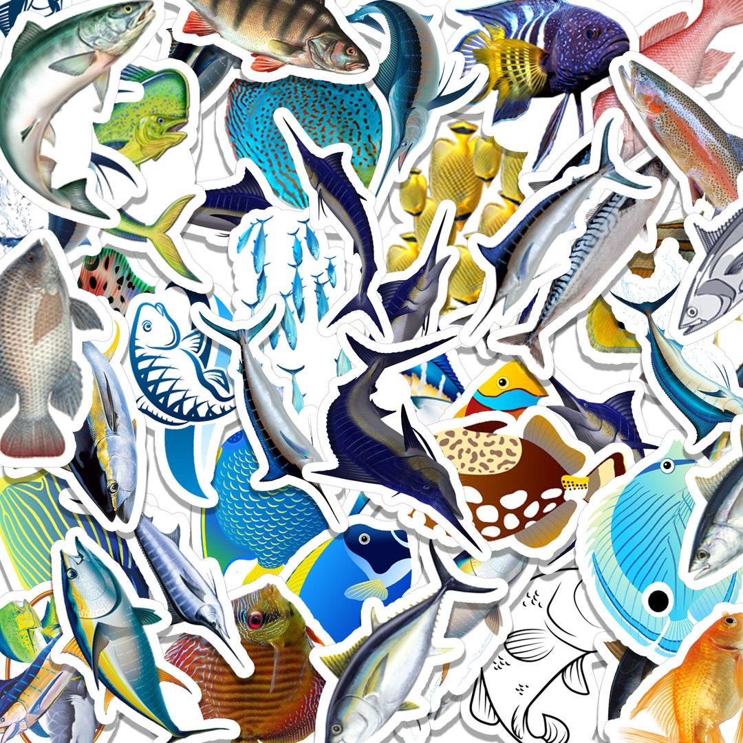20/40/60 Pcs Marine Fish Stickers, Cute Aquatic Ocean Life Stickers for ...