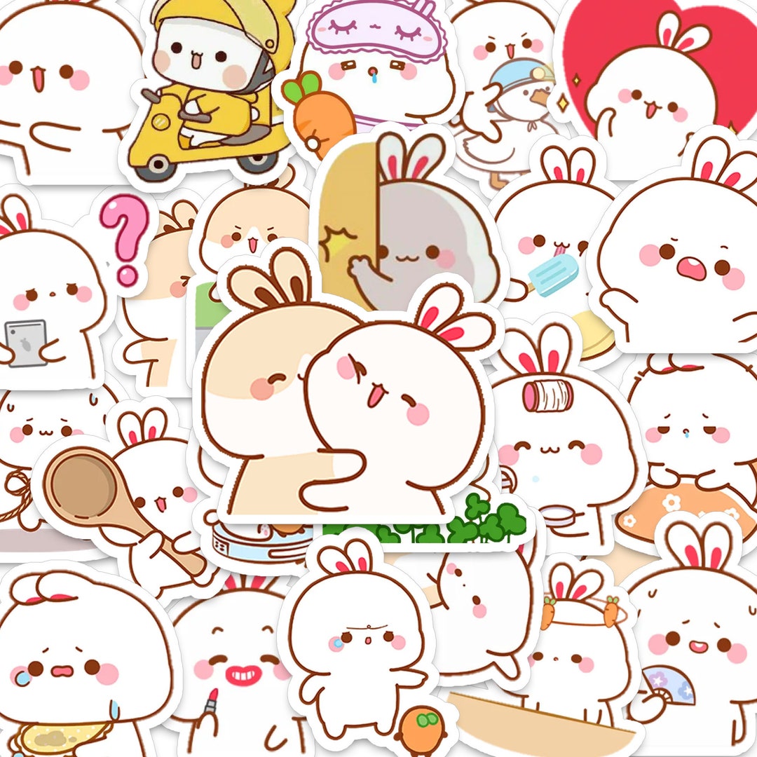 60 Pcs Tuji Bunny Stickers Cute Lovely Tooji Rabbits Couple Stickers ...