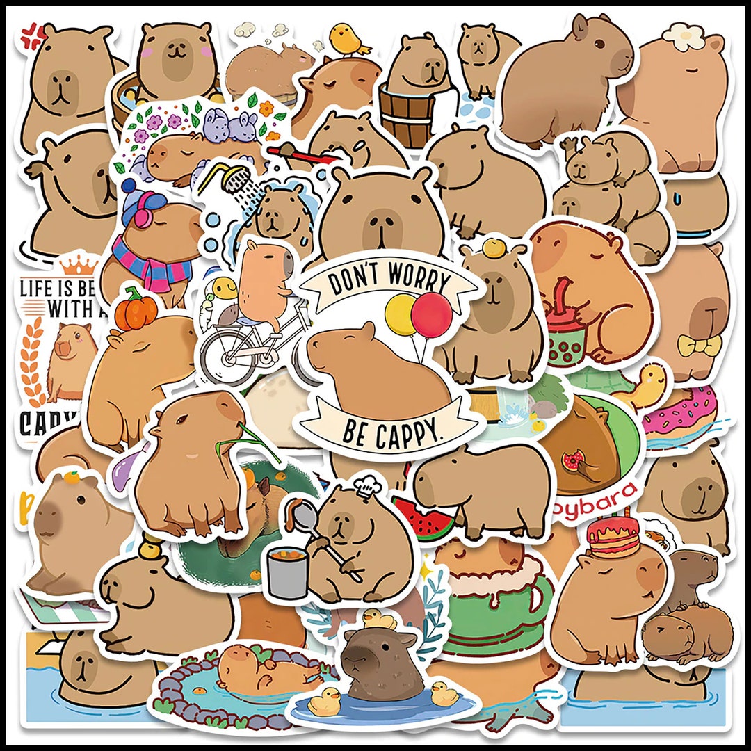 10/50 Pcs Plump Capybara Stickers Cute Cartoon Carpincho Water Hog ...